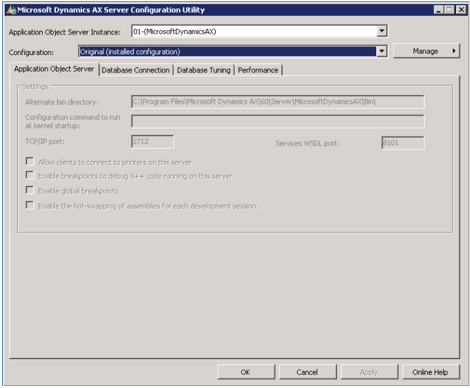Microsoft Dynamics AX/365: Server Configuration Utility