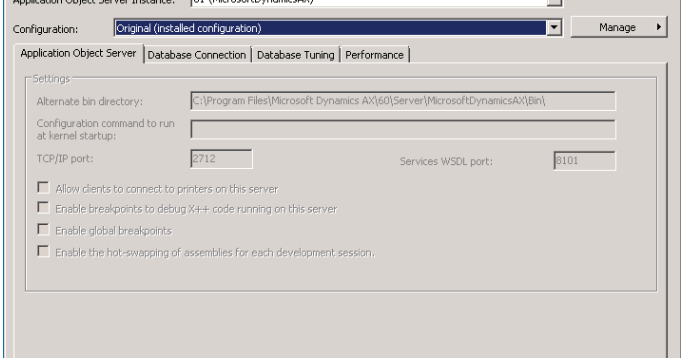 Microsoft Dynamics AX/365: Server Configuration Utility