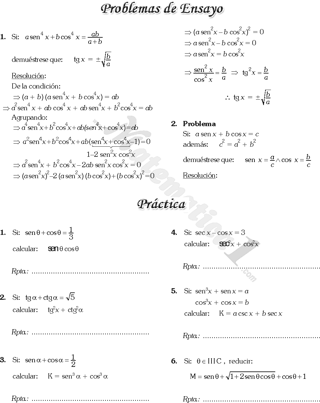 IDENTIDADES TRIGONOMETRICAS EJERCICIOS RESUELTOS EN PDF