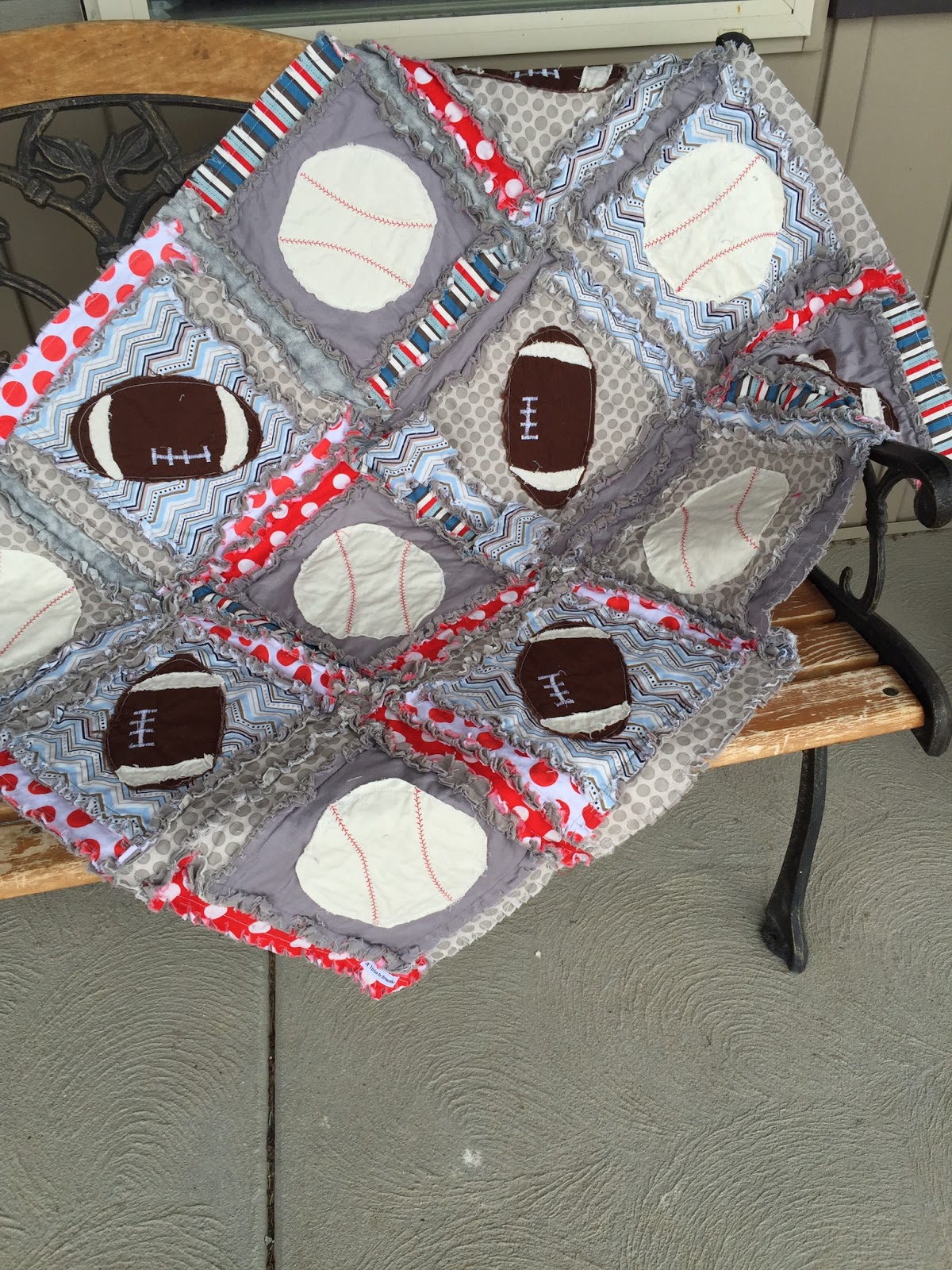 Sports Rag Quilts and Car Seat Tents ~ With Baseball, Soccer, Football ...