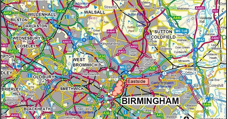 City Map of Birmingham, UK - Free Printable Maps