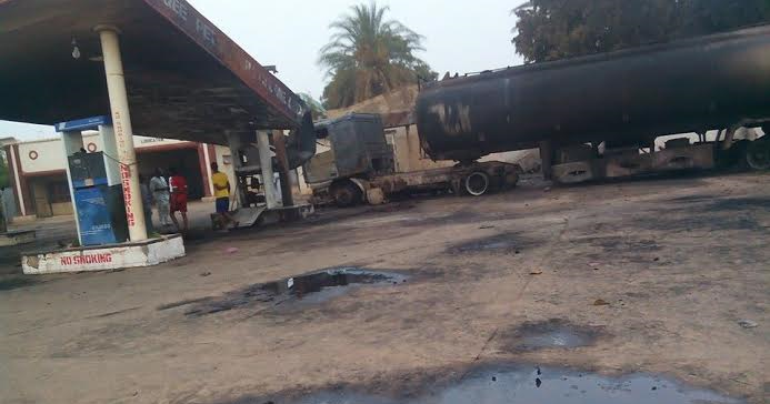 Photos: Tanker loaded with PMS catches fire at filling station in ...