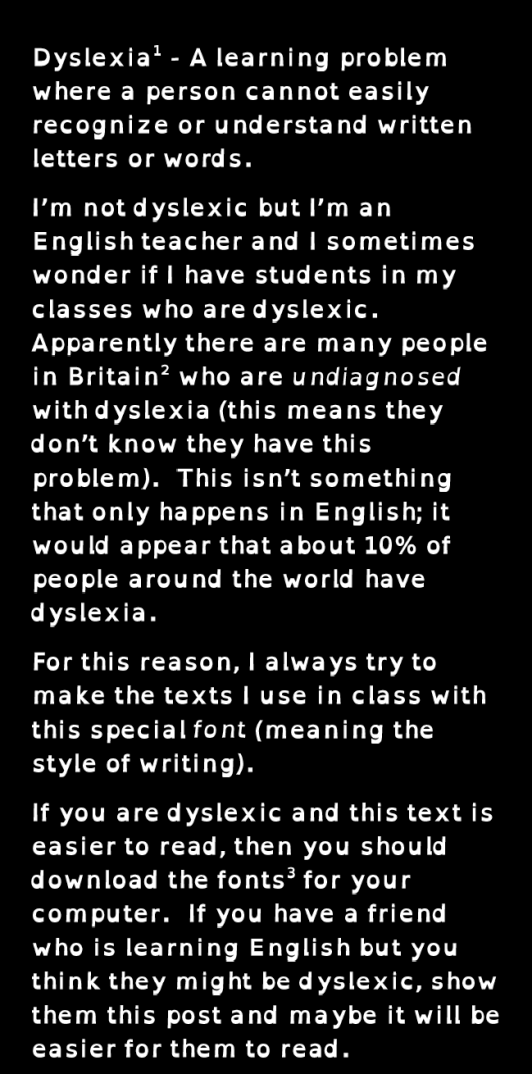 Understanding English: Open Dyslexic Fonts