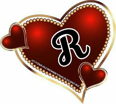 Iniciales Nombres y Más: Hermoso corazón rojo de la J a la R