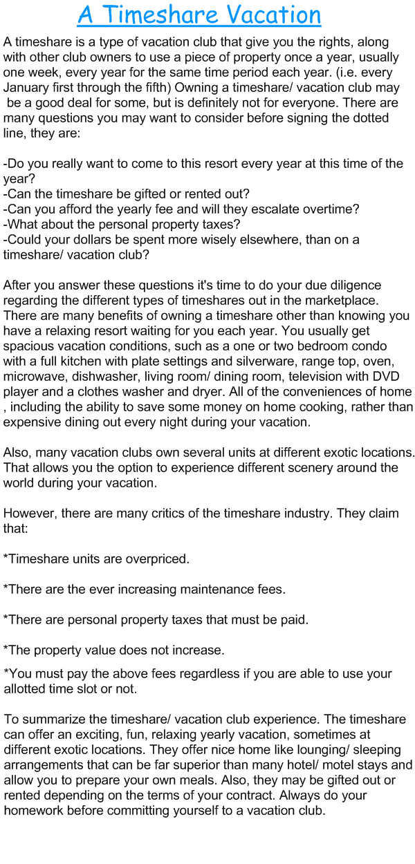 Timeshares, A Great Way To Vacation | top10travelguide