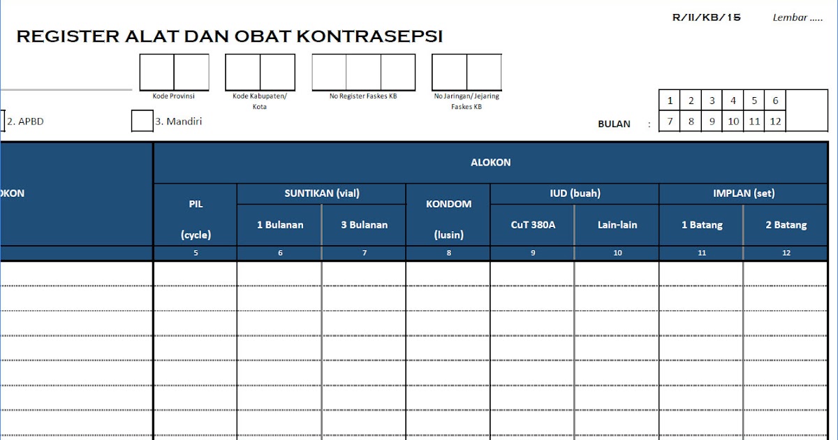 Register Alat Dan Obat Kontrasepsi (R/II/KB/15) - GG FILE