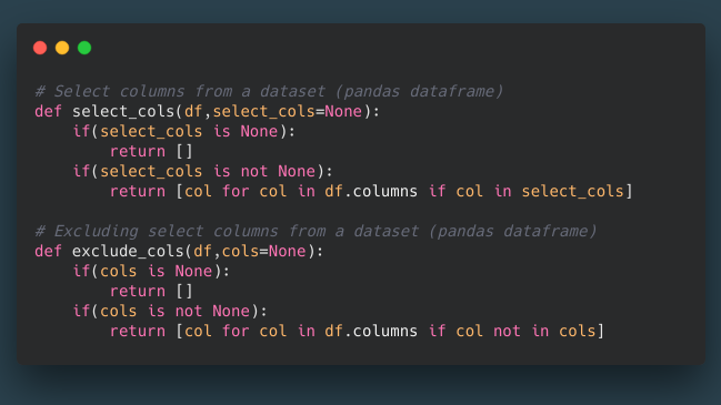 Choosing Subset Of Columns From A Pandas Dataframe