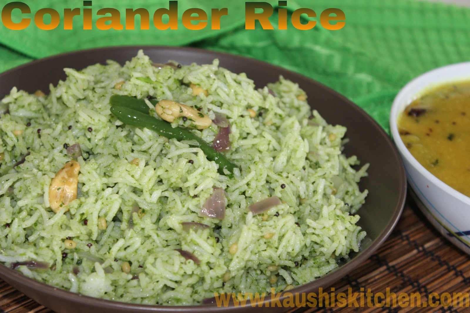 KOTHAMALLI SADHAM / CORIANDER RICE / CORIANDER PULAO / CORIANDER LEAVES ...