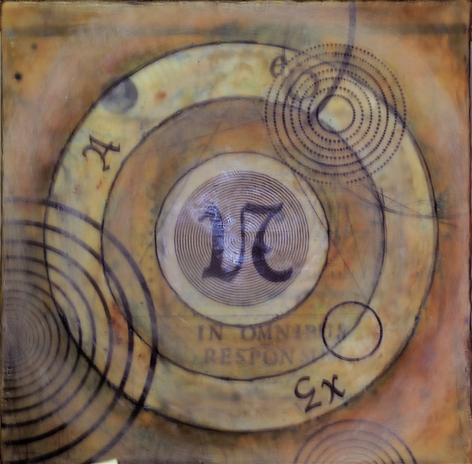 with an artist's hand: Encaustic (Semiotic Series, II)