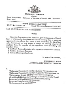 Leave Surrender Government Order Government of Kerala
