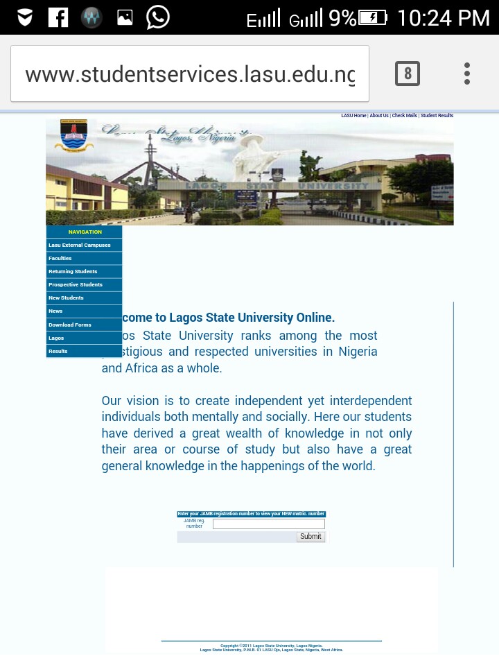 LASU: How to check your MATRIC. Number for new students