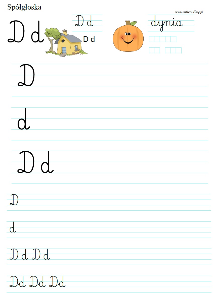 BLOG EDUKACYJNY DLA DZIECI: LITERKA D - KARTY PRACY