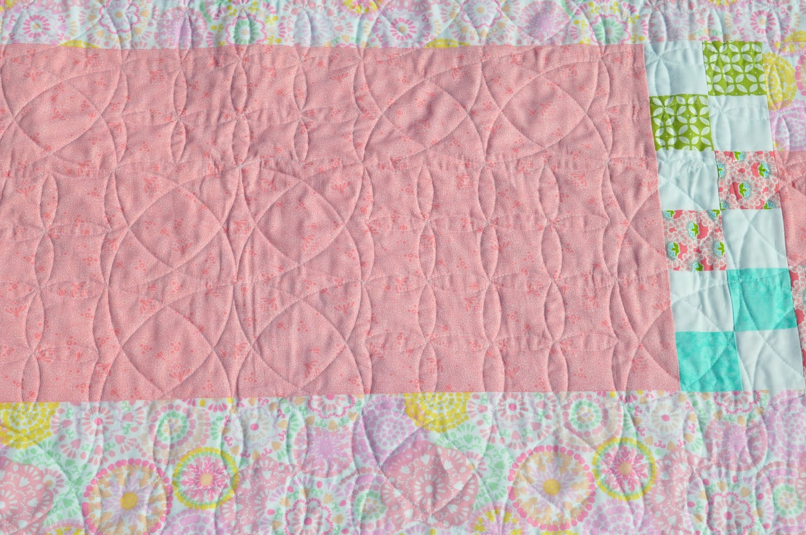 Fabric Fulfilling Its Destiny: a chain of Irish Chain quilts