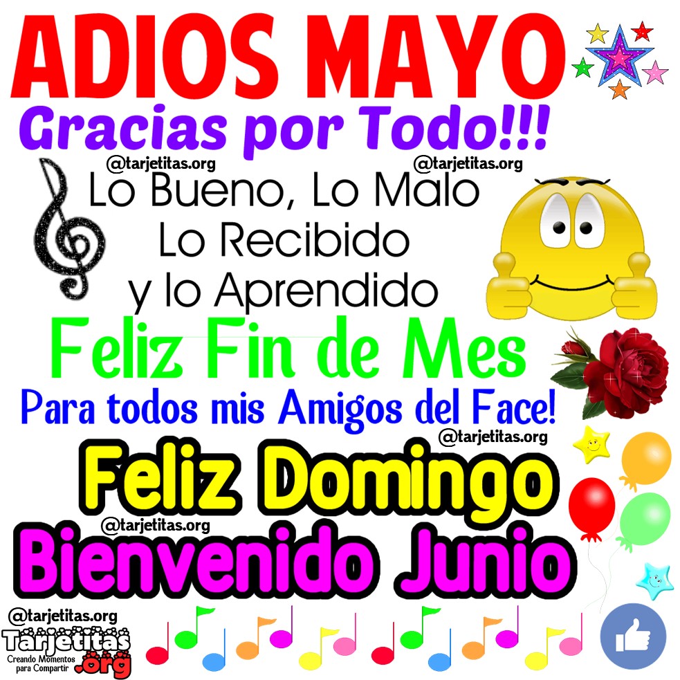 Adiós Mayo, Bienvenido Junio!!! | Tarjetitas