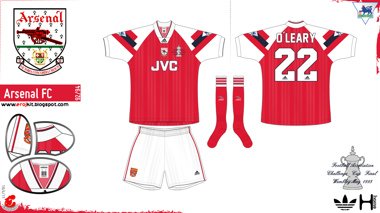 Kit Design, by eroj: 1992-94 Arsenal (Home e Away)