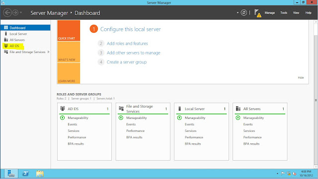 Tech Blog: Configuring Active Directory (AD DS) in Windows Server 2012
