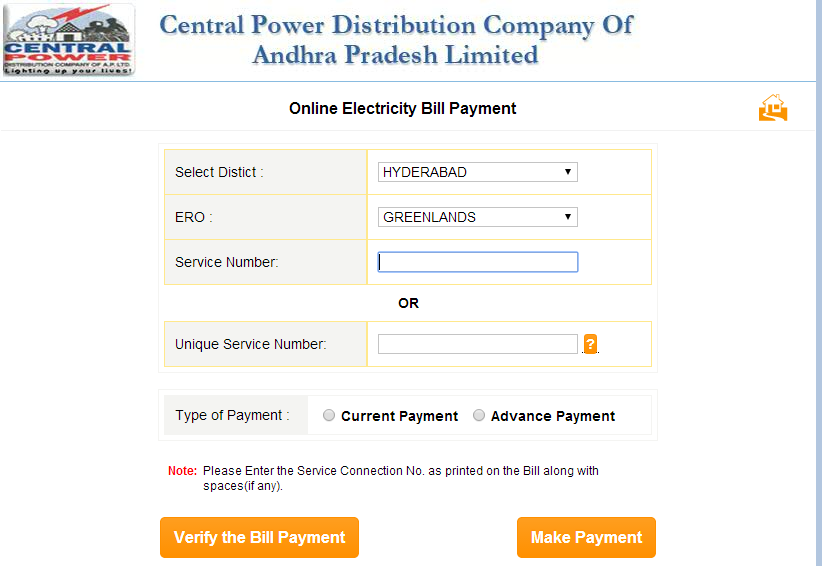 APCPDCL Online Bill Payment