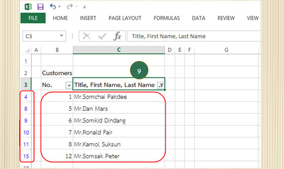 Excel Online - Select some name using Filter ~ Knowledge and fun