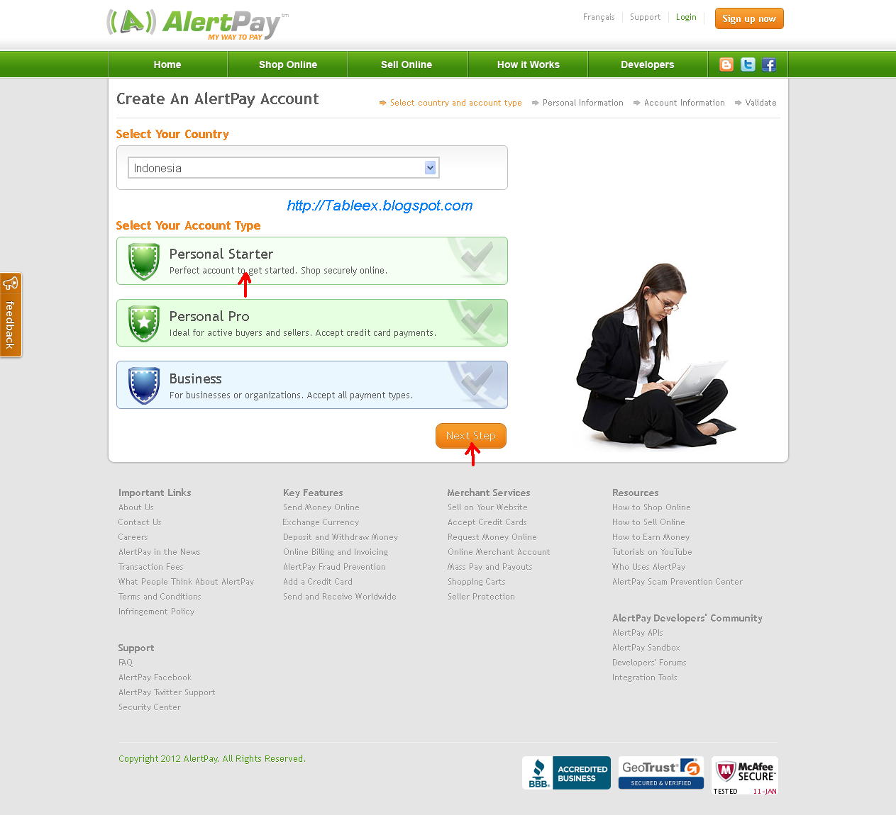 cara membuat alertpay - Table Ex