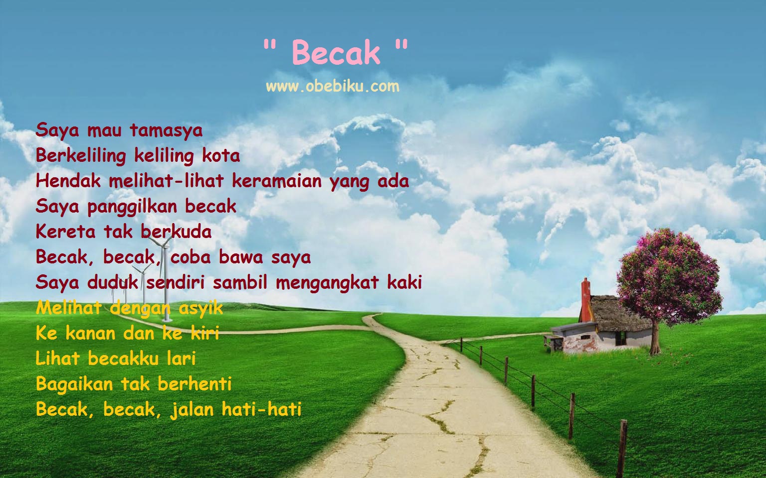 Lirik lagu Anak Anak - Becak - oBeBiKu