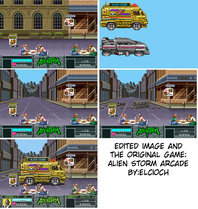 Papel Digital: Sprites alien storm arcade