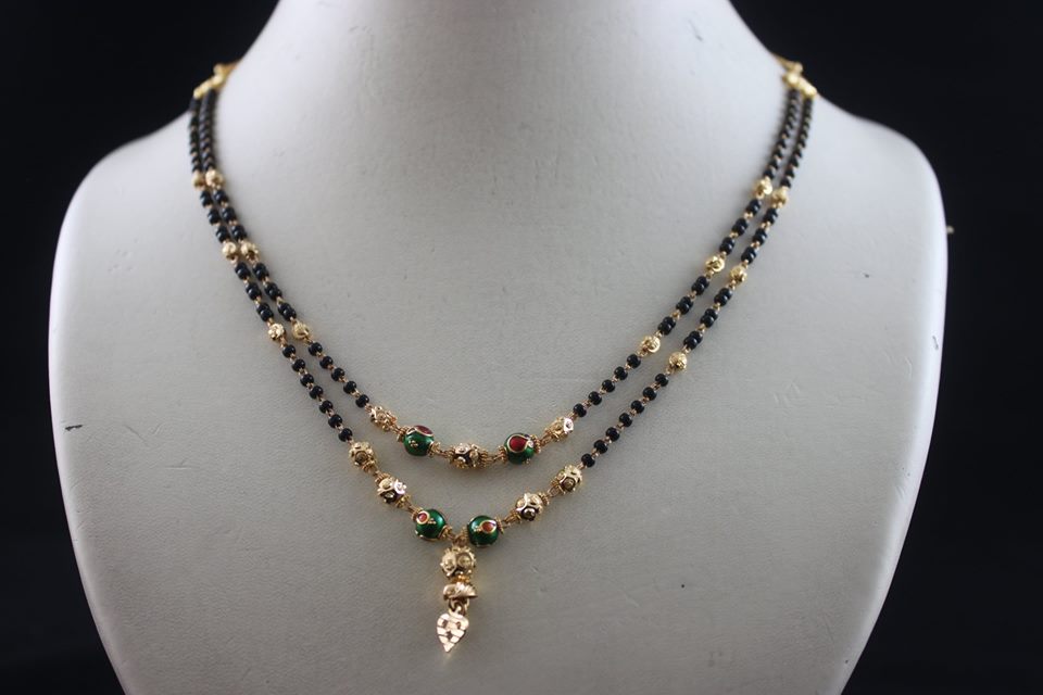 Indian jewellery: Two Layer Black Beads Chain