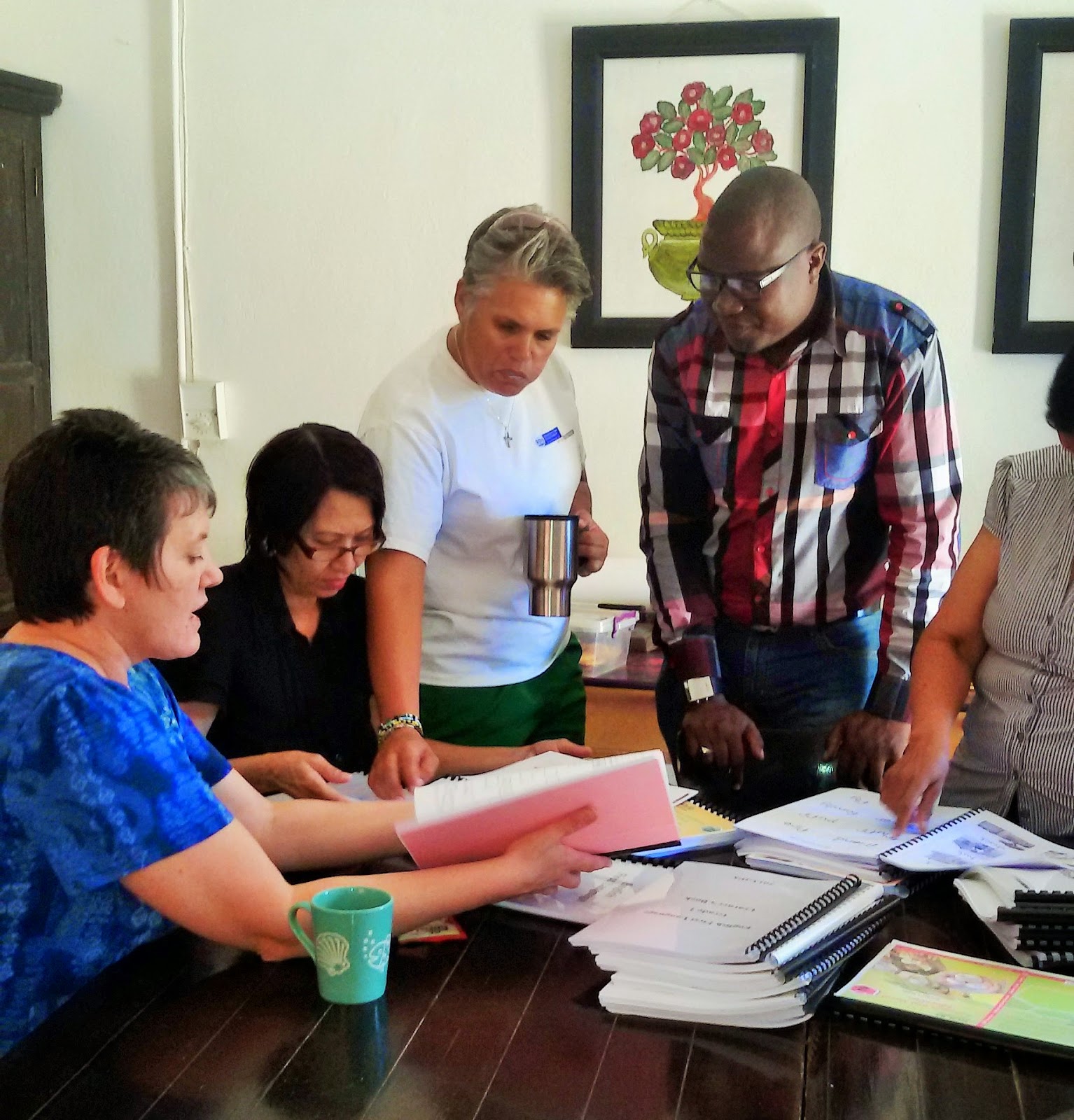 John presenting NPH materials to the Junior Primary Staff of Karibib ...