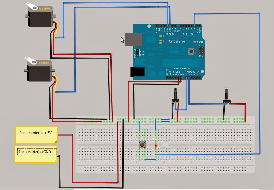 Sario: software libre y algo más...: Botonera para servos con Arduino UNO