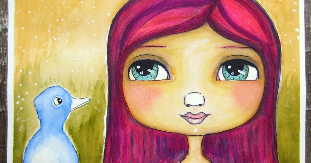 peaceofpi studio: Drawing and Painting: A Girl and a Bird