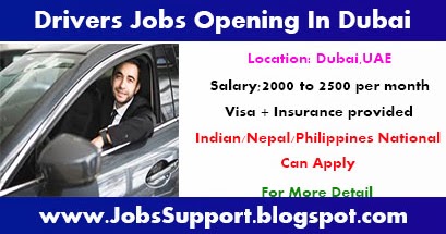 Drivers Jobs Opening In Dubai - Light Duty Drivers - Jobs Support