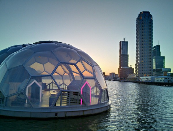 Holland makes EFTE domed floating buildings that cover 4 tennis court ...