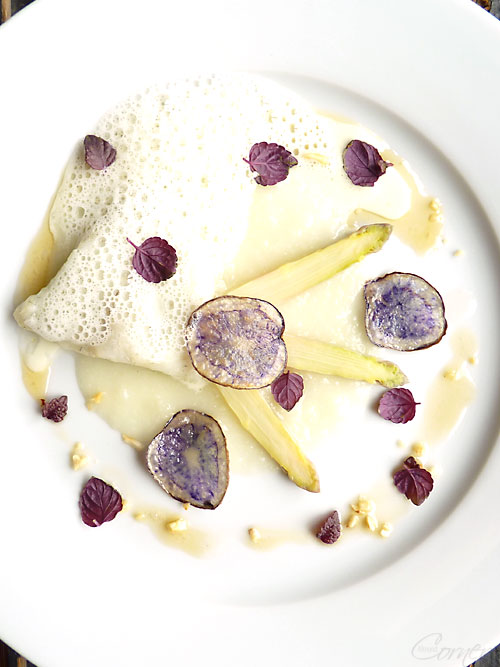 Almond Corner: Asparagus Velouté, Brown Butter Poached Turbot and White ...