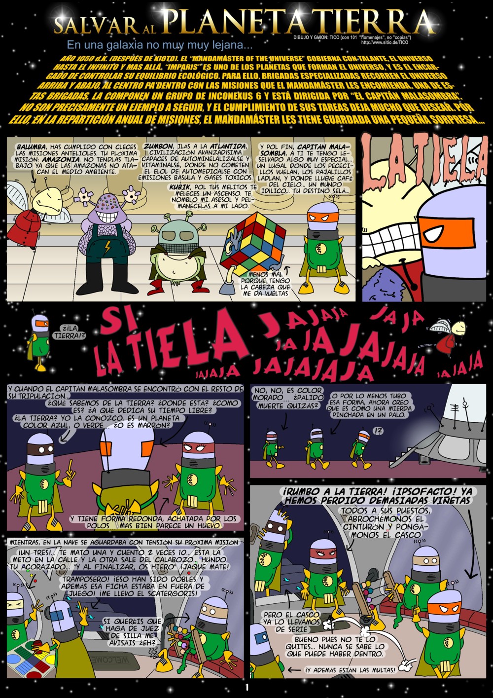 cómic "SALVAR AL PLANETA TIERRA"