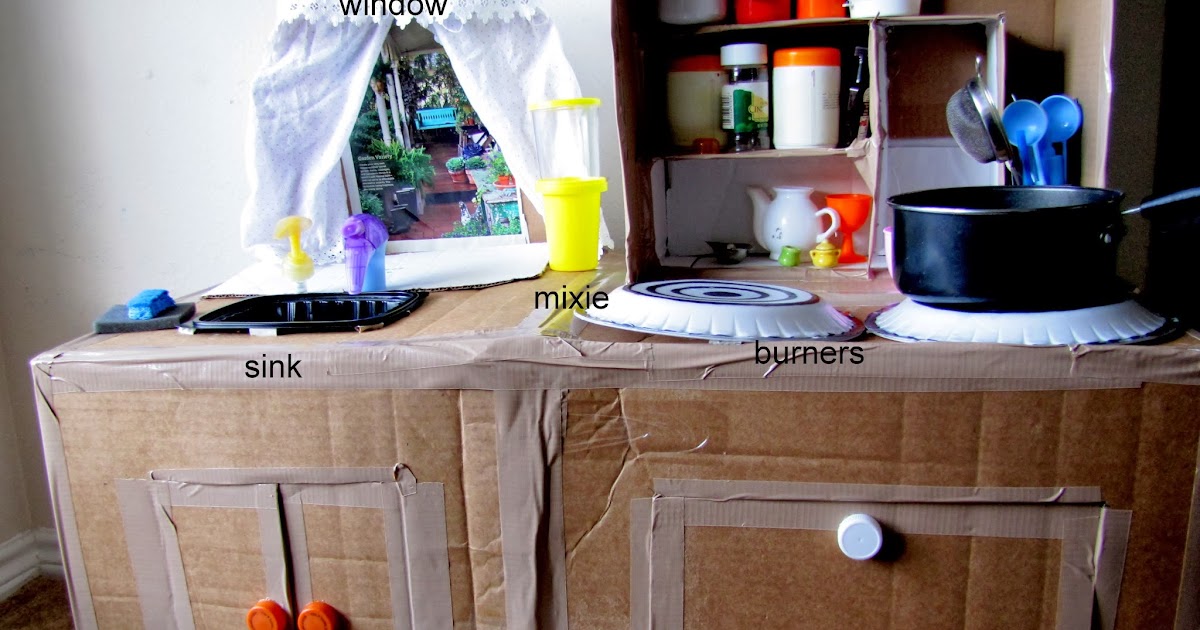 Cardboard play kitchen