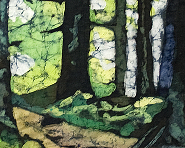 Watercolor Batik on Rice Paper - Forest Glow