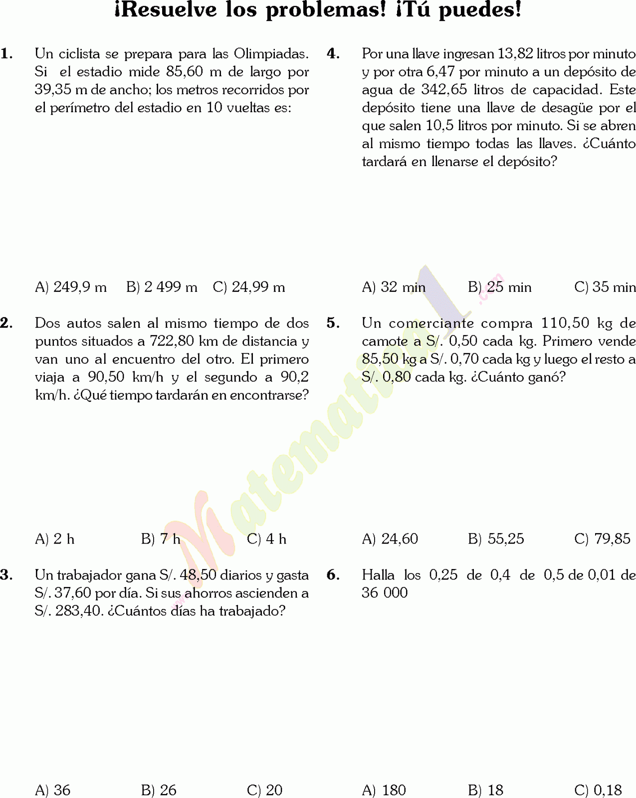 EJERCICIOS RESUELTOS SOBRE DECIMALES EN MATEMATICAS DE PRIMARIA O BÁSICO