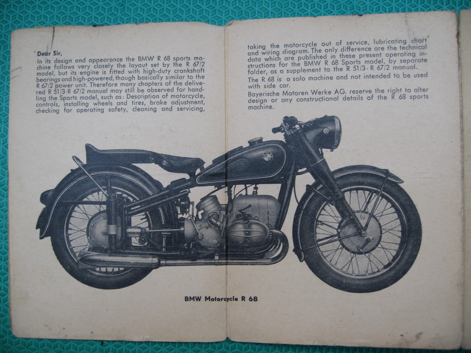 Weiss und Blau: BMW R68 Operating Instructions