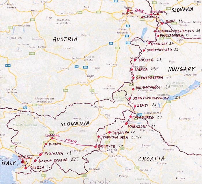 Going Places Together: Map of the European Peace Walk by Day(copied ...