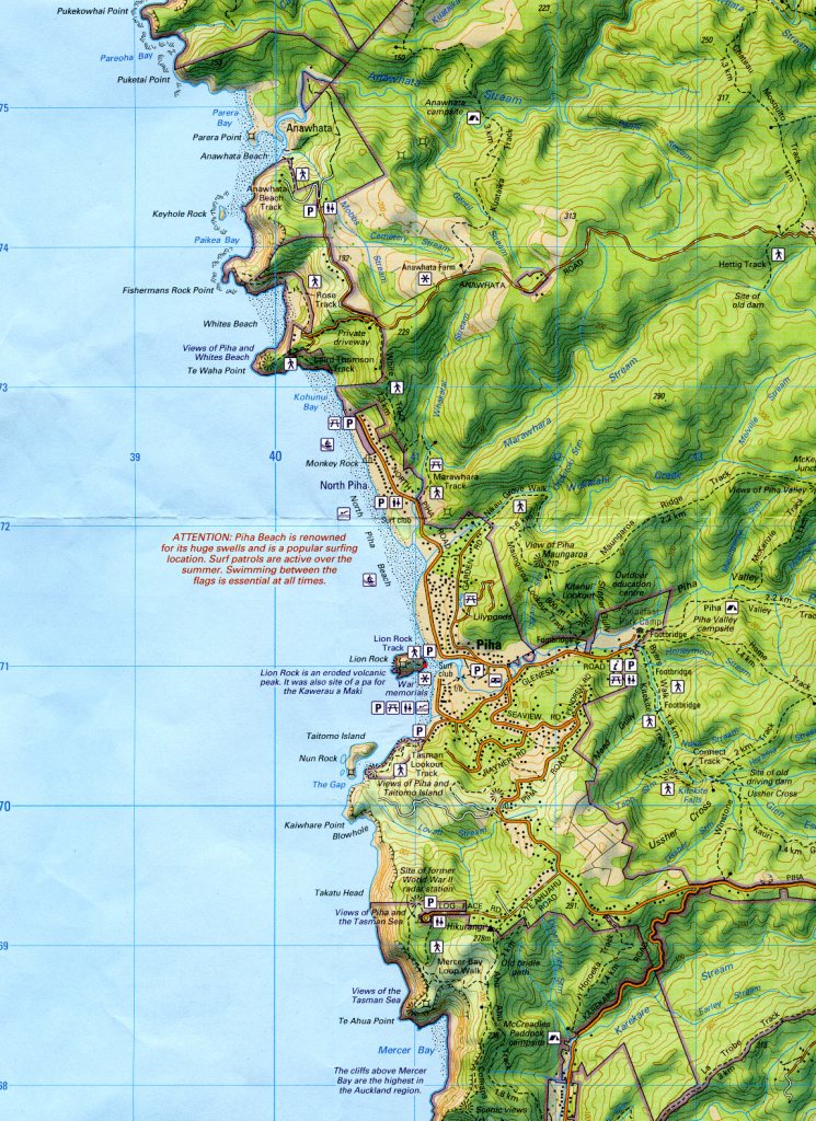 Piha Map of New Zealand City | Political Map of New Zealand