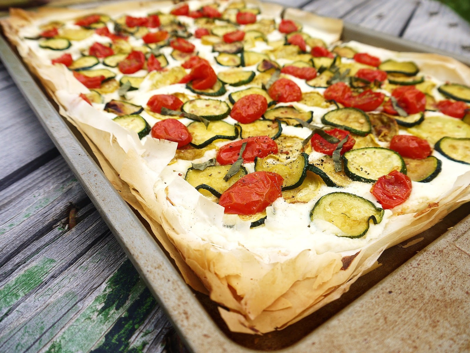 Eighty Twenty: 80(ish)--- Summer Vegetable Phyllo Pizza