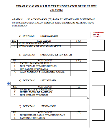 SPR: Borang Undi | GEN11US