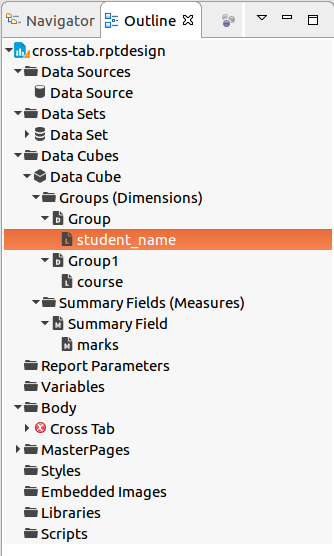 Birt cross-tab for dynamic columned report