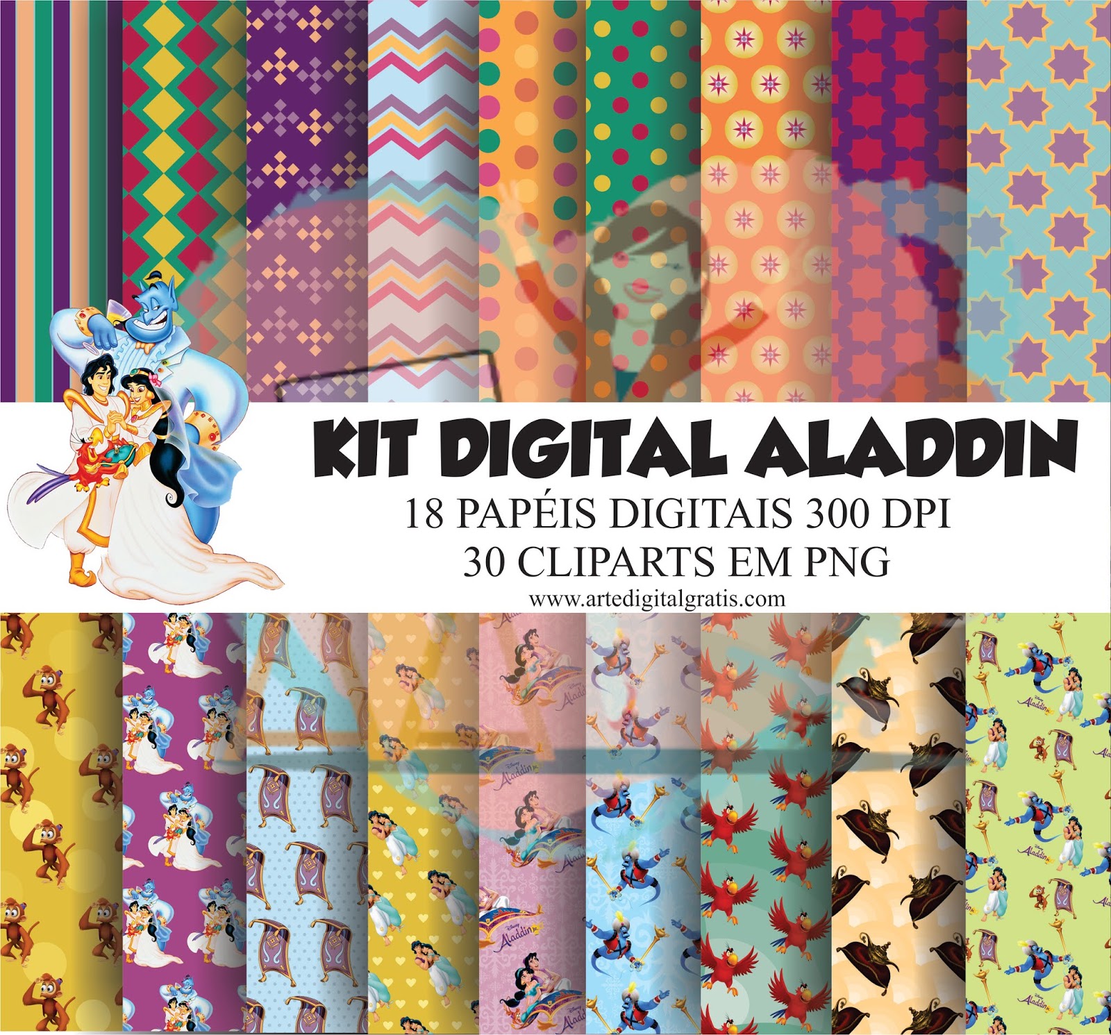 KIT DIGITAL ALADDIN PREMIUM - Arte Digital Grátis