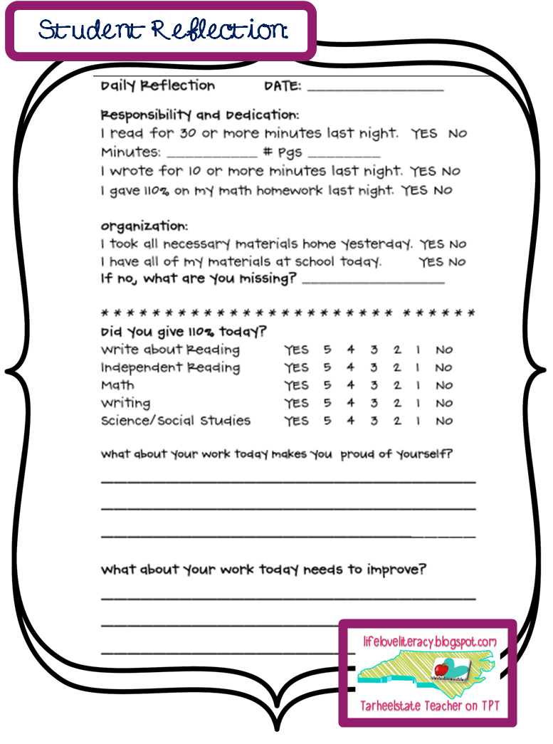 Life, Love, Literacy: Motivate Students with Daily Reflections~FREEBIE