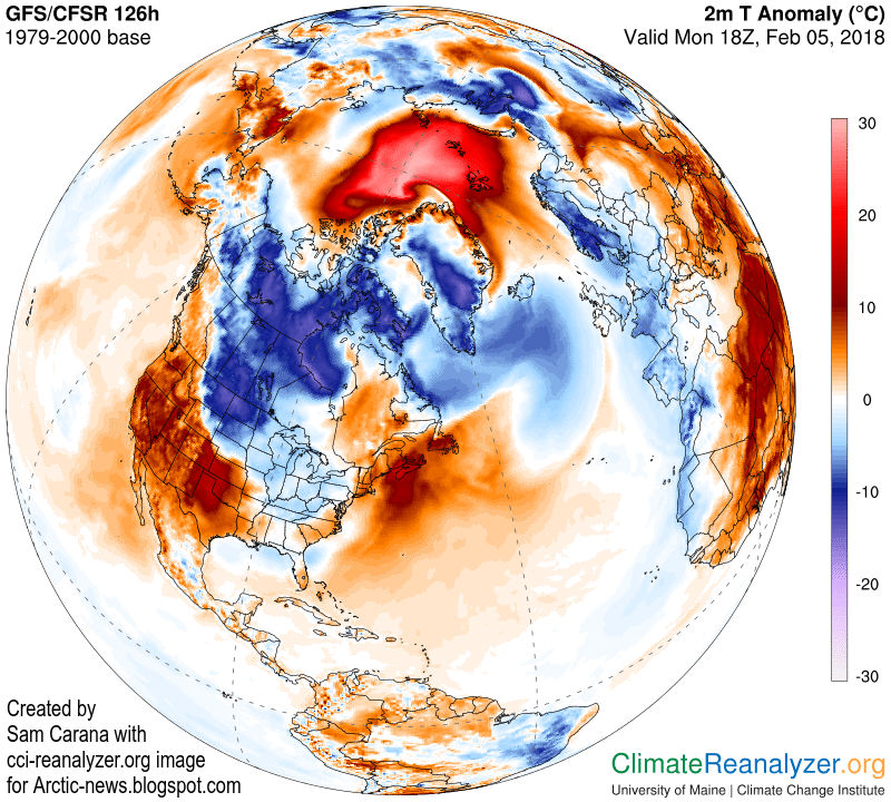 Arctic News: North Pole forecast to be above freezing on Feb 5, 2018