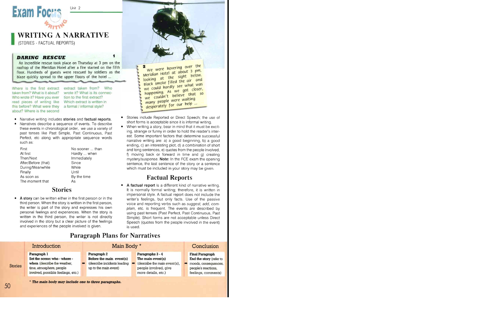 Writing - 2 FCE Writng a narrative (stories- factual reports)