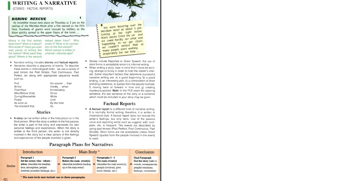 Writing - 2 FCE Writng a narrative (stories- factual reports)