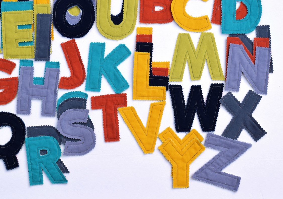 Quilted Blooms: Quilted Letters from Leftovers
