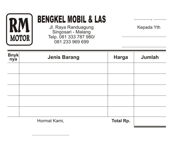 Contoh Nota Bon Kosong | Percetakan di Malang | Cetak murah dan ...