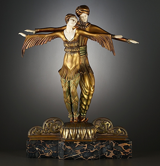 Art Deco: The Dancers par Lucille Sévin, Chryselephantine Ivory and Cold